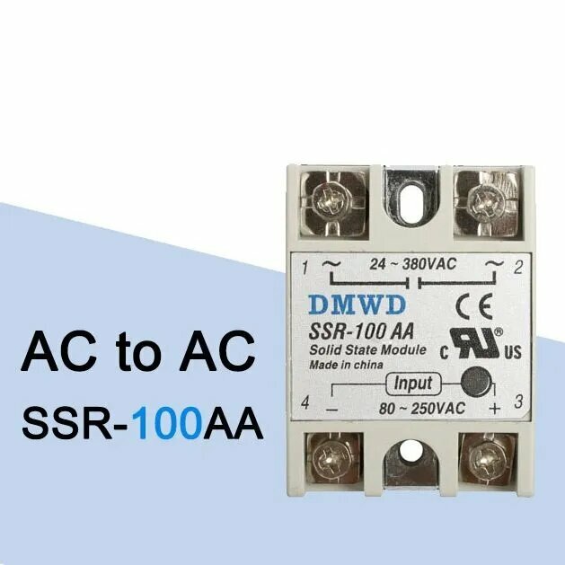 Реле твердотельное однофазное переменного тока коммутация AC 24 - 380В 100А, управляющее напряжение AC 80-250В