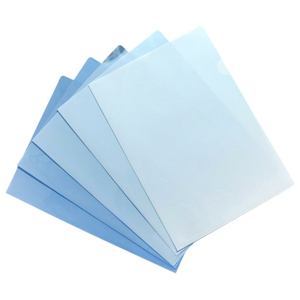 Прозрачные файловые папки, 5 шт, градиентный синий