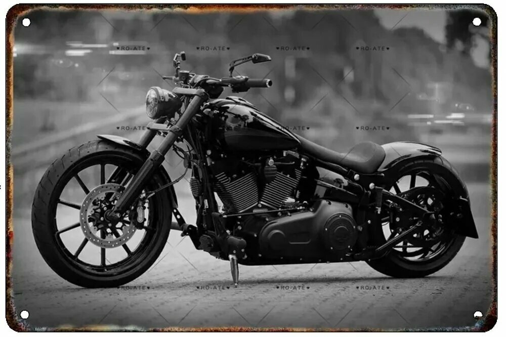 Жестяная табличка для декора гаража, мастерской, дачи, Винтажный мотоцикл, металл, 20х30 см