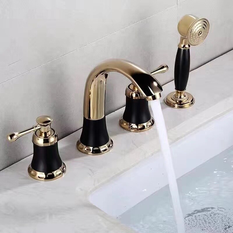 Смеситель для раковины в европейском стиле с трехотверстным основанием из чистой меди, комплект из трех частей для ванной комнаты, разделенный смеситель для холодной и горячей воды