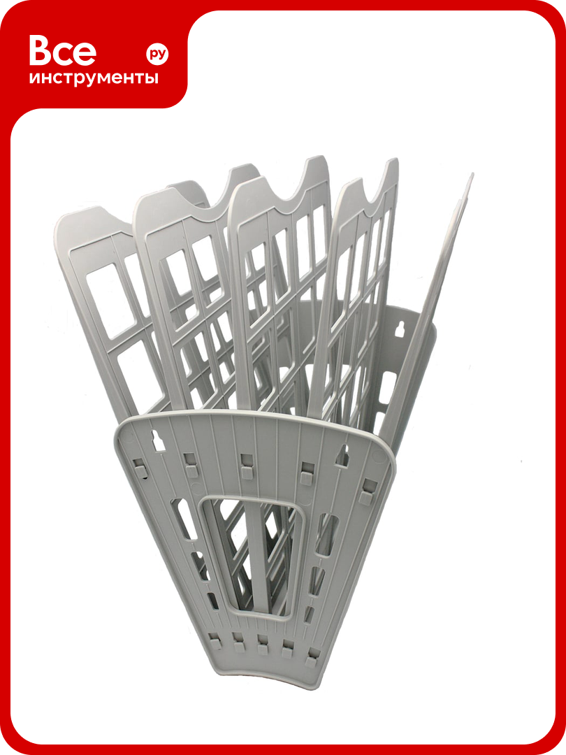 Веерный лоток Осколпласт 5‑ти секционный, серый, настольный пластик, вертикальное расположение, многоотсековый