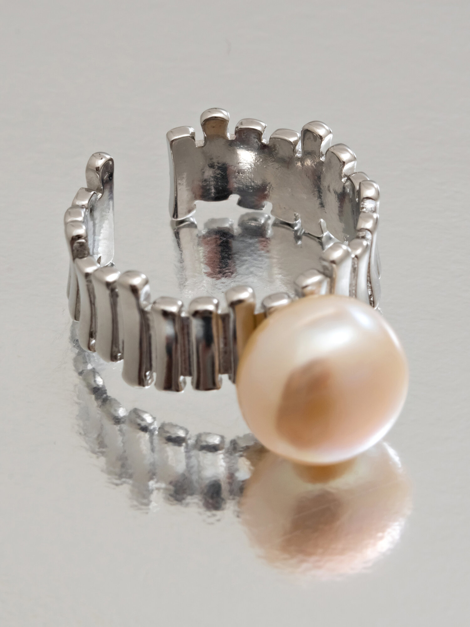 Кольцо-кулон, жемчуг пресноводный культивированный