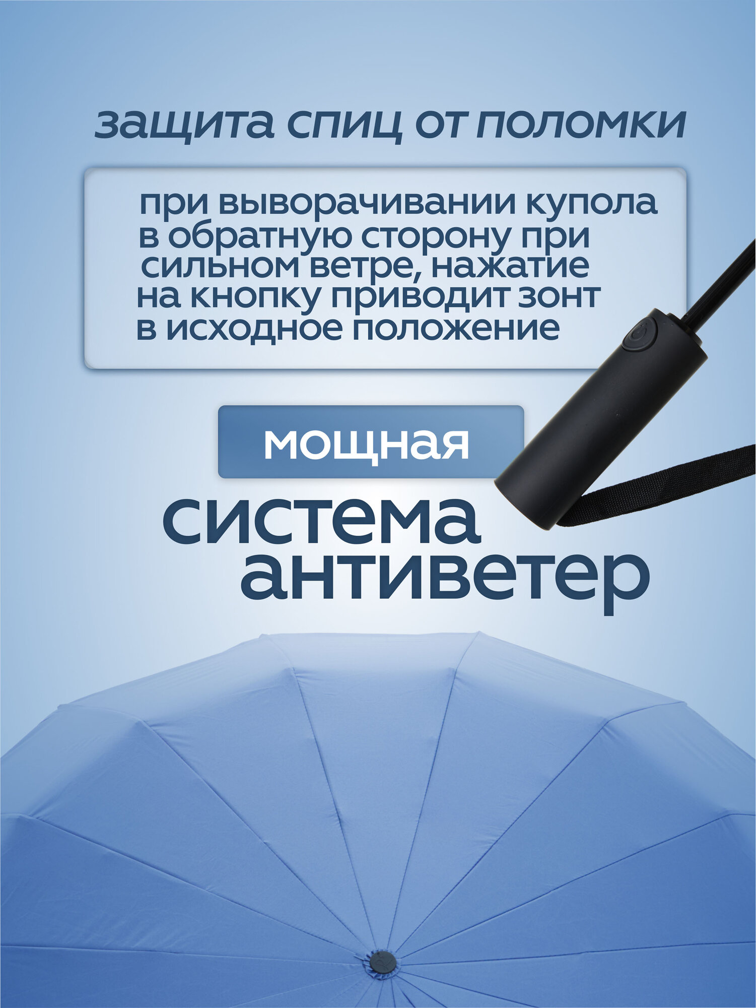 Смарт-зонт RAINDROPS, light blue — фото 1