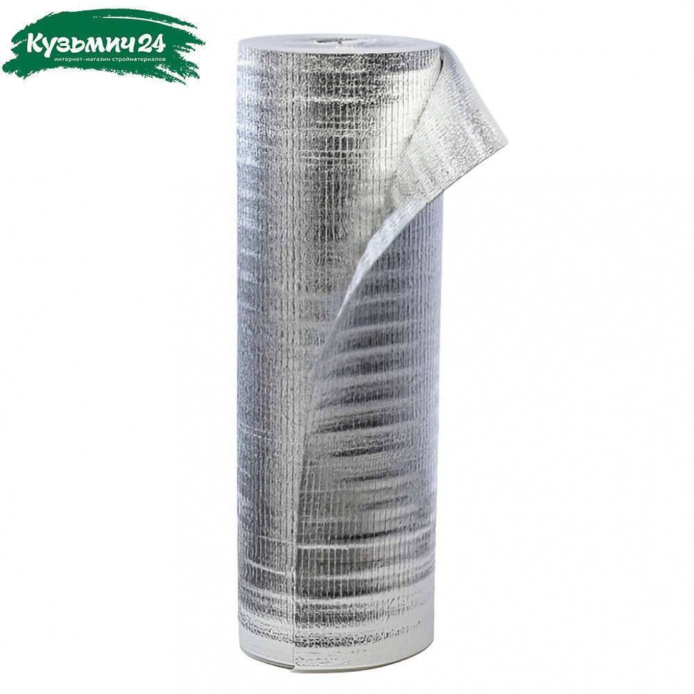 Утеплитель Тепофол В фольга, вспененный полиэтилен, двусторонний, 10 мм, ширина 1050 мм, на отрез от 1 п. м, 4 м