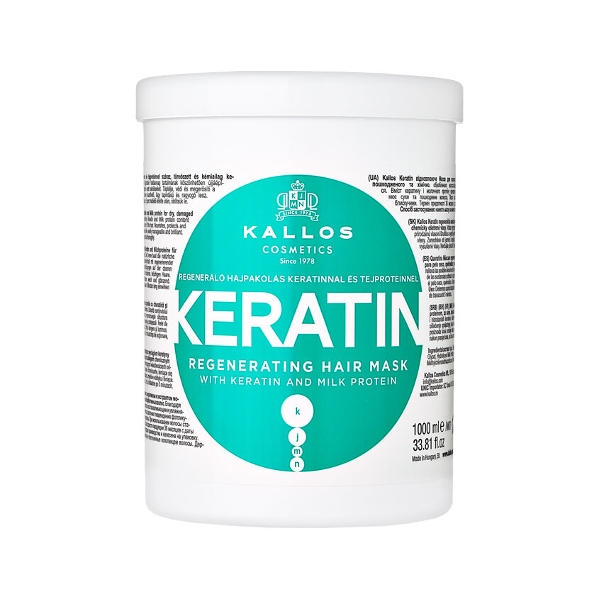 Маска для волос KALLOS COSMETICS KJMN KERATIN с кератином и молочными протеинами 1000 мл