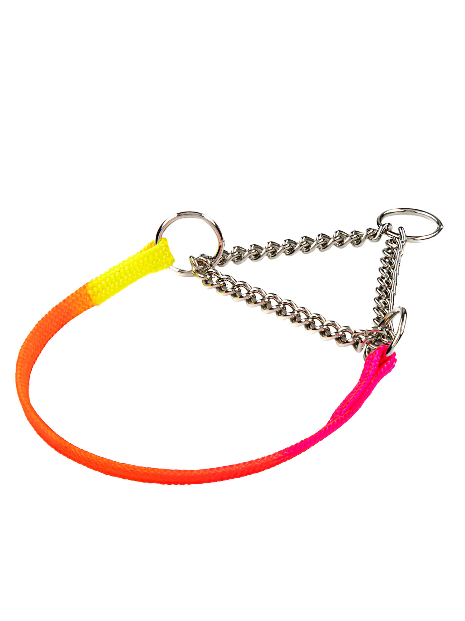 Ошейник-полуудавка для собак ZooOne (лента-чулок) 5мм (18-25см) с цугом (никель) жёлто-зелёный, 75-1030