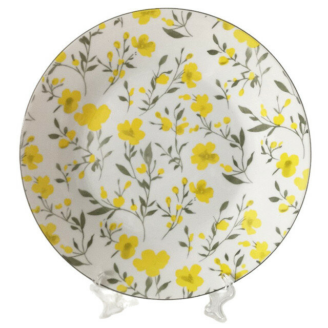 Тарелка KORALL "Лютики" 20 см, десертная, фарфор, белая с рисунком