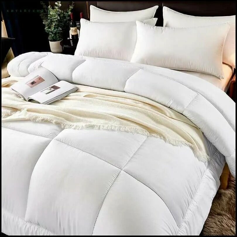 Одеяло Односпальный 150x220 см, Всесезонное, с наполнителем Бамбуковое волокно, Силиконизированное волокно