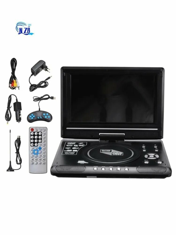 (R A H K) 9,8-Дюймовый Портативный Домашний Автомобильный DVD-Плеер VCD CD Game TV Player USB-Радиоадаптер Поддержка Приема FM-Радио-EU Plug
