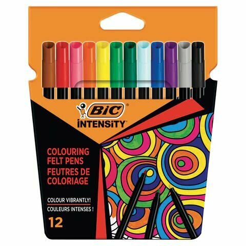 2 шт. Фломастеры BIC "Intensity", 12 цветов, вентилируемый колпачок, европодвес, 978004
