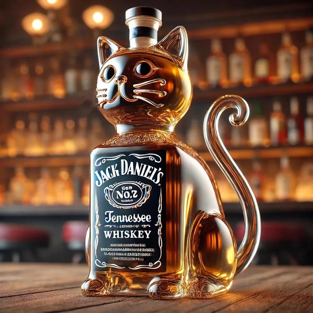 Бутылка Jack Daniel's Tennessee Whiskey, 0.3 л, 1 шт, стекло, в форме кошки