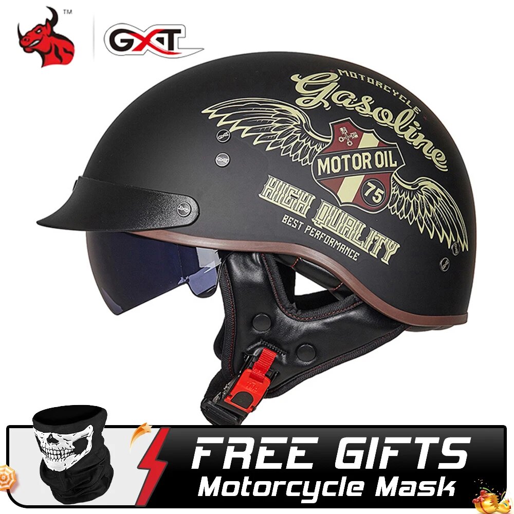 Сертификация GXT DOT Ретро мотоциклетный шлем Мото шлем скутер Винтаж Половина лица Байкер Мотоцикл авария Мото шлем Casco Moto М, MT-4-1