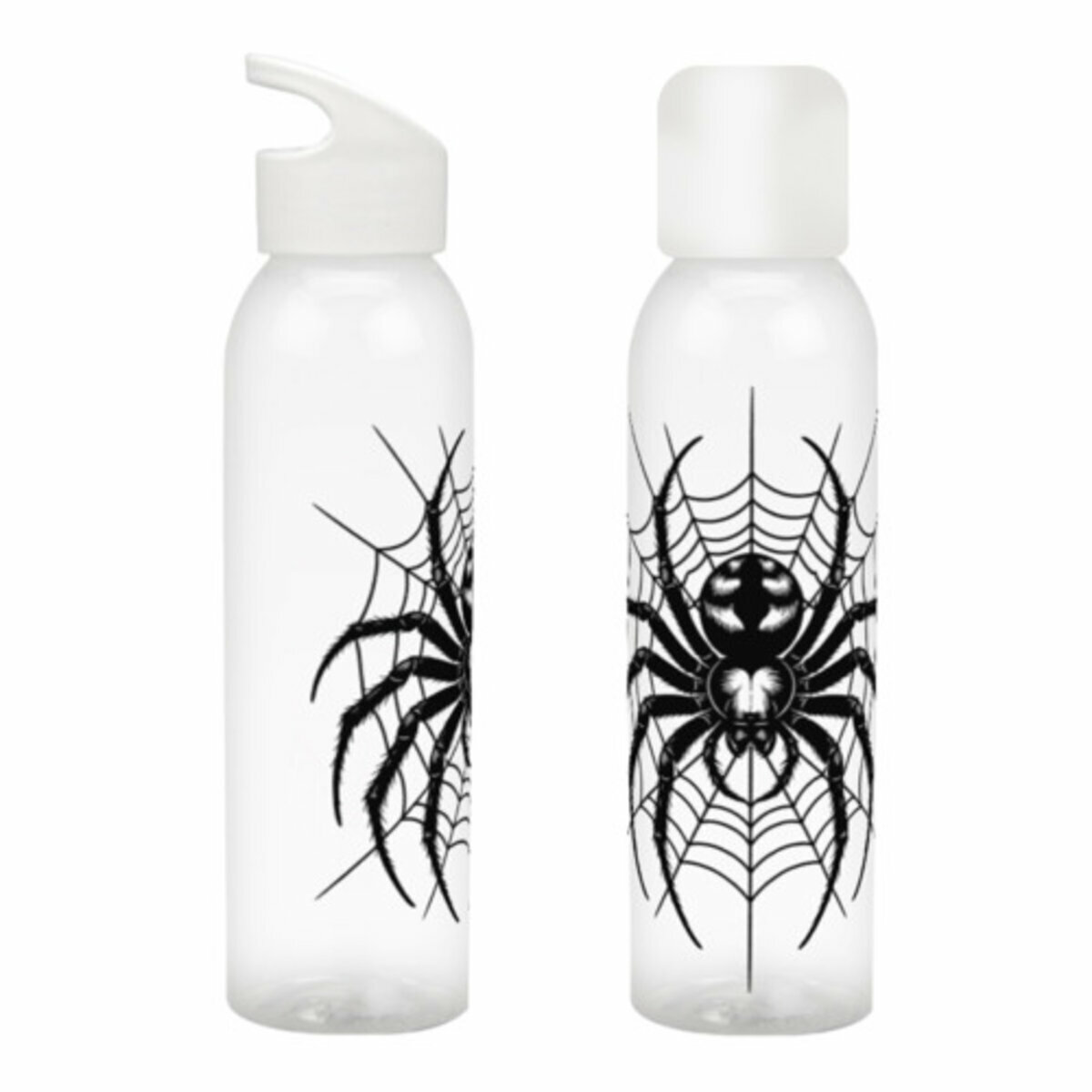 Бутылка для воды «Черный паук в паутине» (белый)