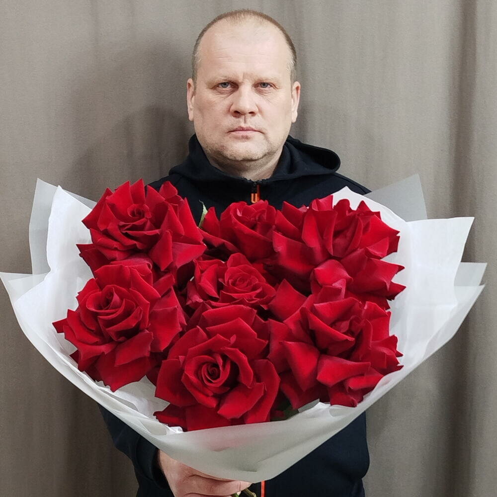 Монобукет "Букет из Красной Французской Розы", Роза, Красный