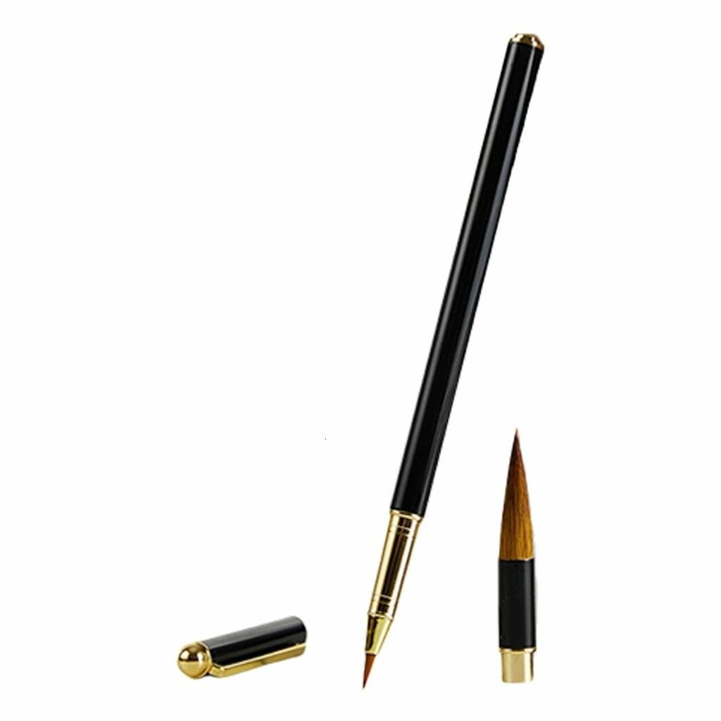 Металлическая каллиграфическая кисть с заменяемыми наконечниками, Черный