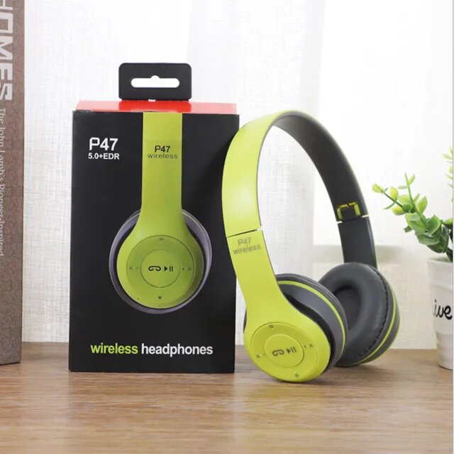 Наушники P47 Stereo Headphones 5.0 Bluetooth для iPhone и Xiaomi, складная серия, беспроводные спортивные и игровые наушники.