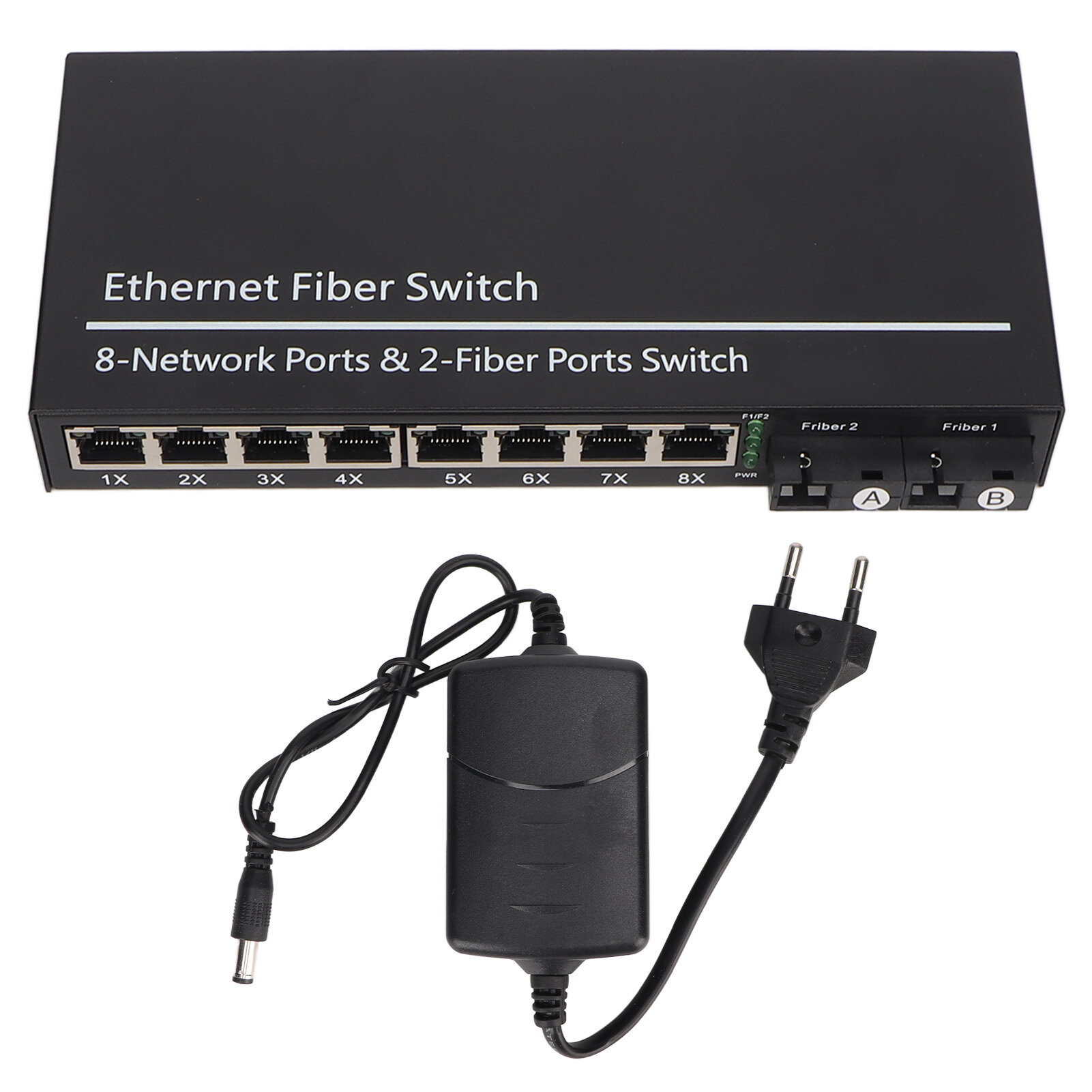 Коммутатор ethernet с двумя оптическими портами tx1310nm rx1550nm и восемью электрическими до 20 км одномодовый трансивер 100 240v eu plug