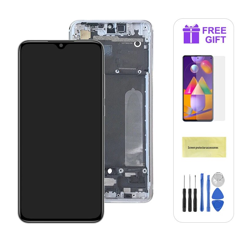 Протестировано для Xiaomi Mi CC9 для Xiaomi Mi 9 Lite M1904F3BG, ЖК-дисплей, сменный преобразователь сенсорного экрана в сборе Silver With Frame