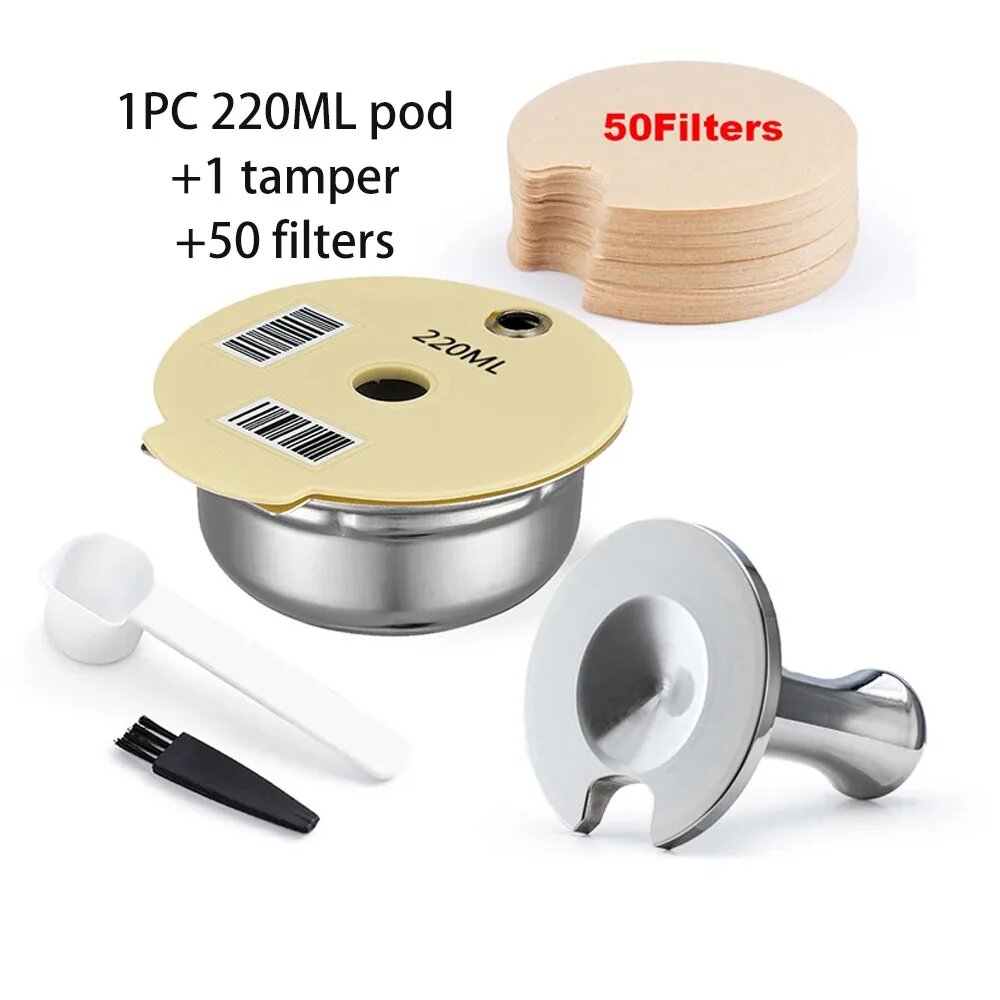 Многоразовые капсулы iCafilas для кофеварки Bosch Tassimo из нержавеющей стали 220ml-t-50filer