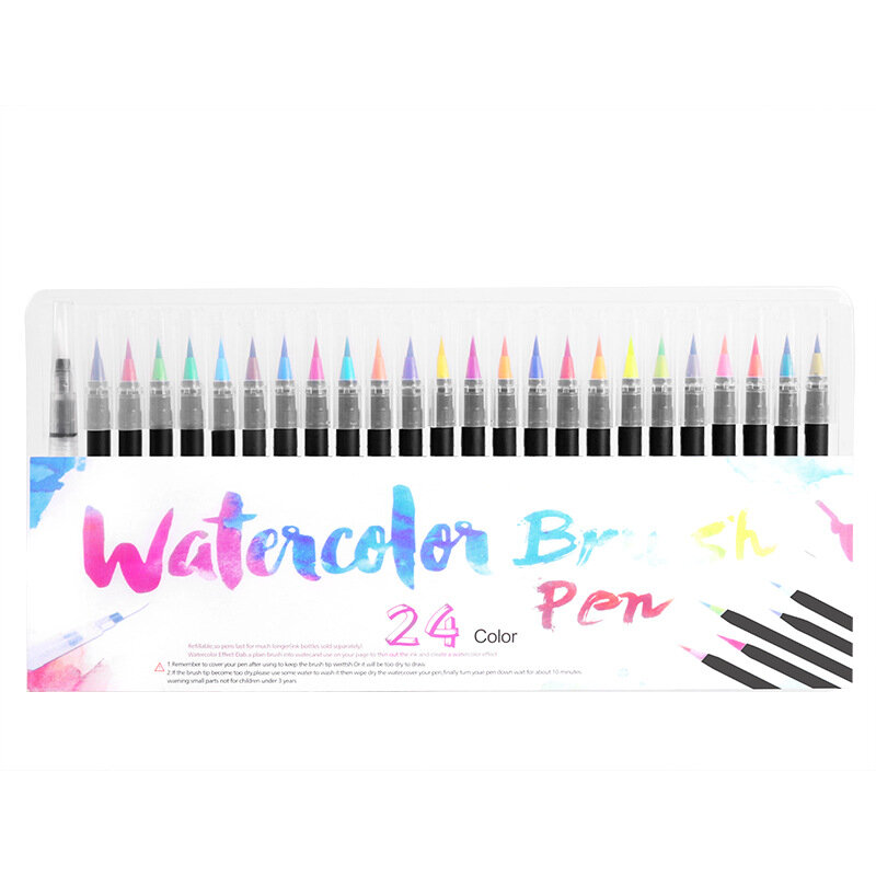 2026 Мягкопишущая акварельная ручка для рисования и комиксов, моющаяся, 24 цвета, для студентов, ручная роспись, фабрика мягкопишущих акварельных ручек.