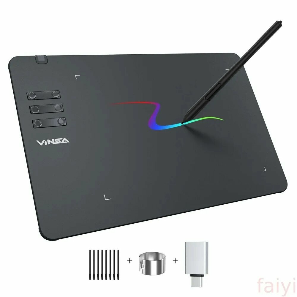 Графический планшет 8192 уровня графический планшет для рисования 170*107mm доска для рисования с перчатка для компьютера , пк , телефона, ноутбука, Поддержка Android Mac Windows, формат A4, черный