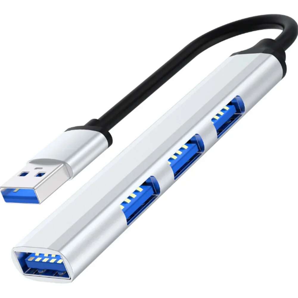 USB 3.0 хаб на 4 порта, серебристый