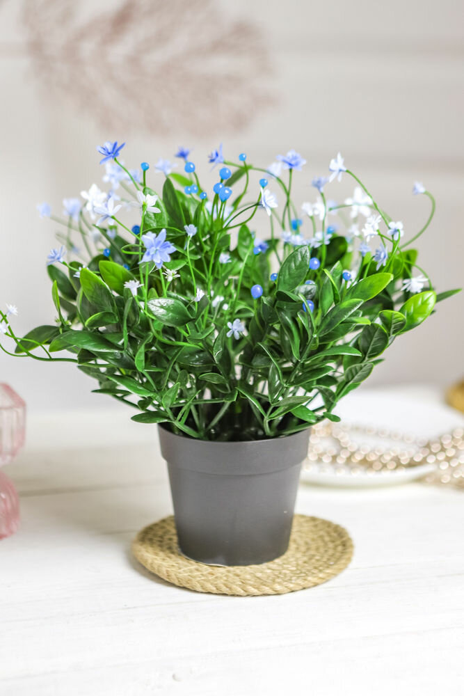 Искусственные цветы в горшке ягодные незабудки, 23 см, Summer Deco 5010041