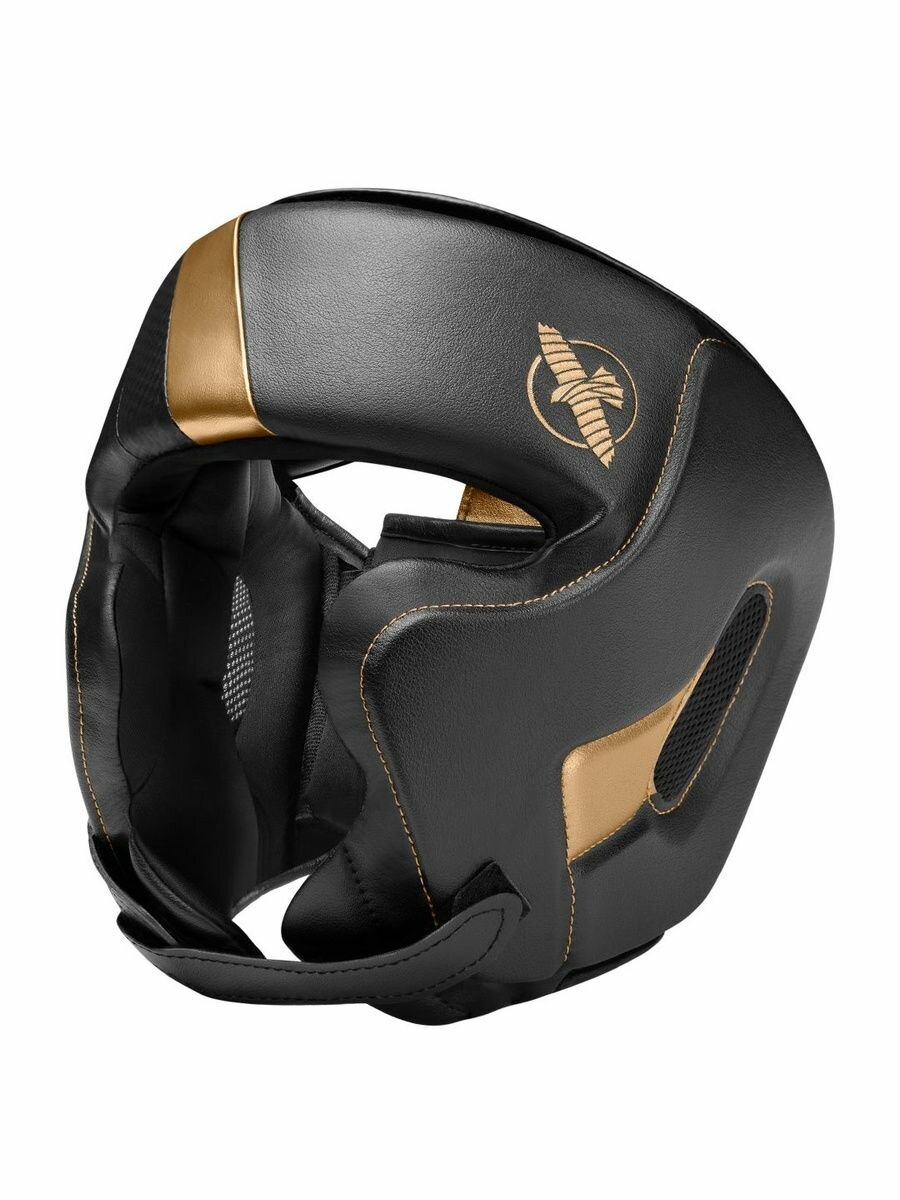 Hayabusa, T3 Boxing Headgear, Боксерский шлем из искусственной кожи, черно-золотой цвет, размер L/XL