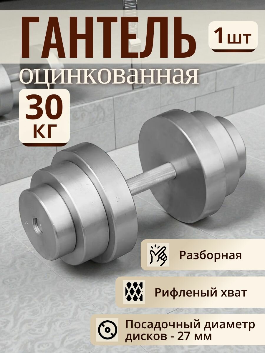 Гантель разборная оцинкованная 30 кг