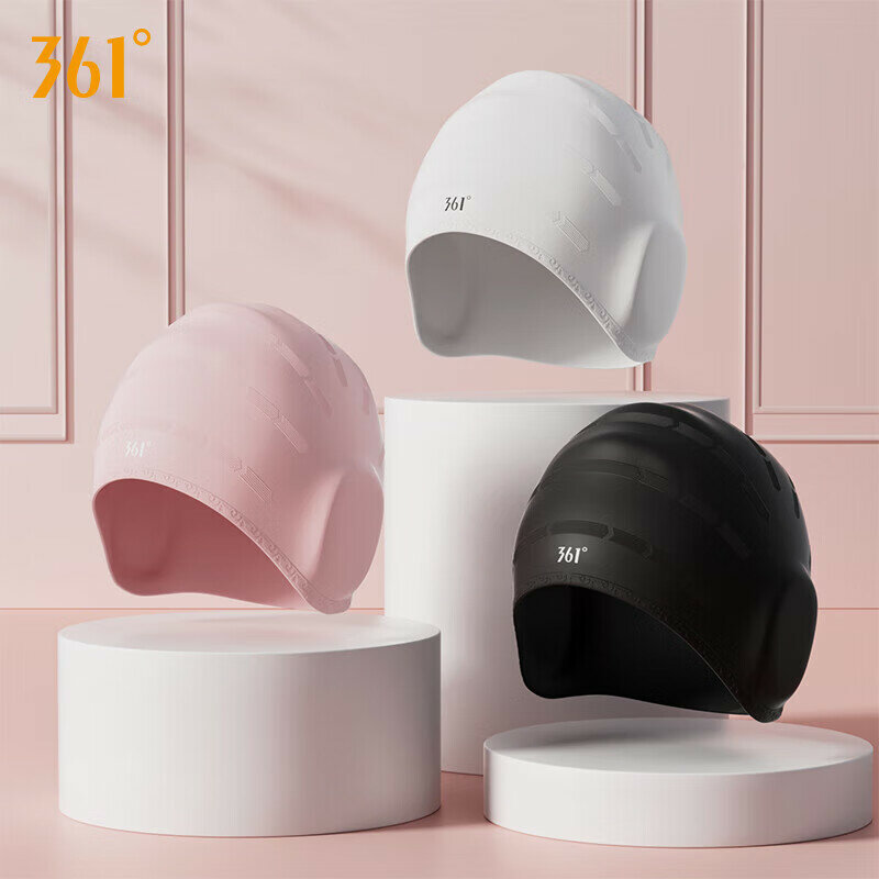 361° Women's Swimming Cap, Extra Large Ear Protection, Long Hair Swim Cap, Non-Binding, Comfortable, Waterproof, Silicone Adult Swim Cap