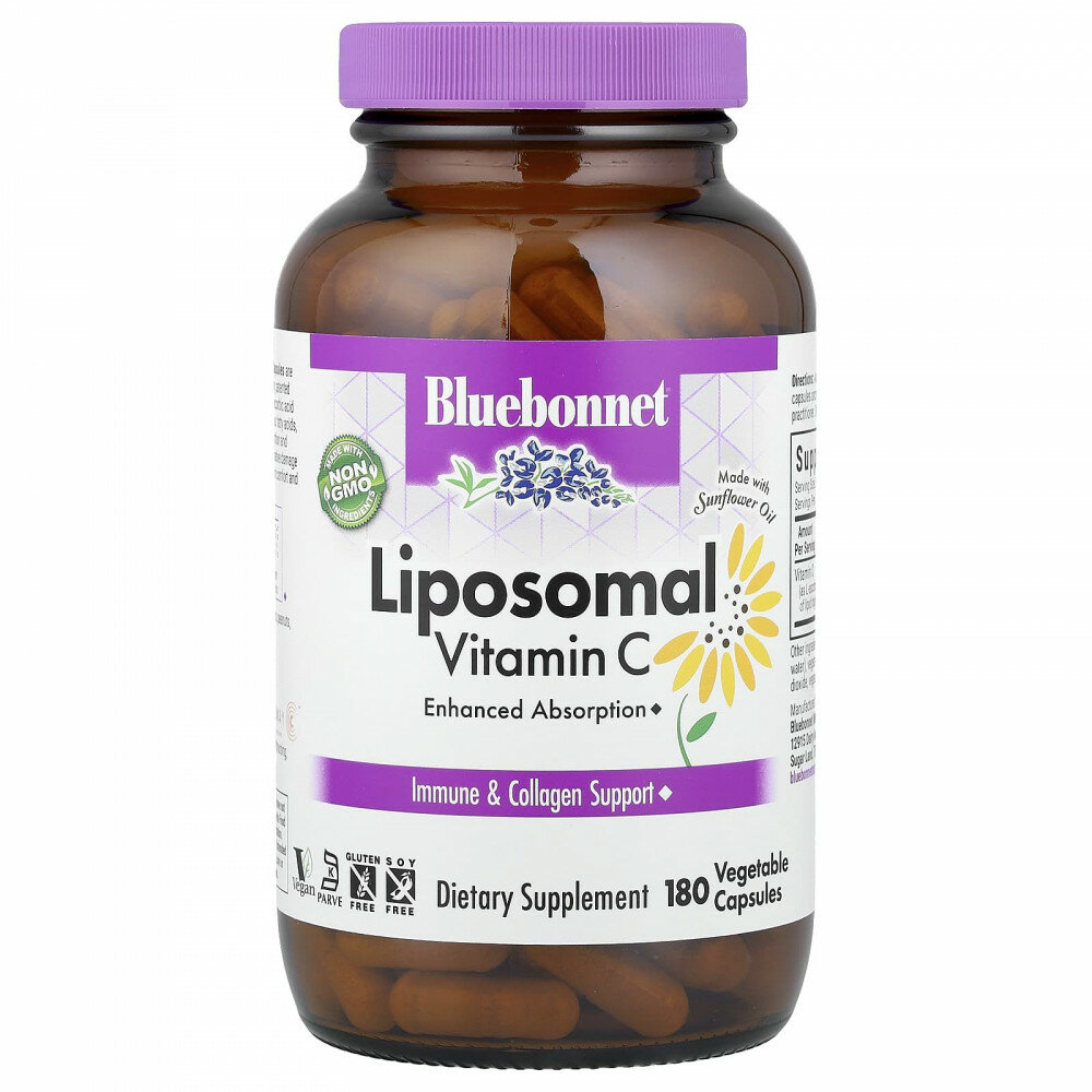 Bluebonnet Nutrition, липосомальный витамин C, 180 растительных капсул (500 мг в 1 капсуле)