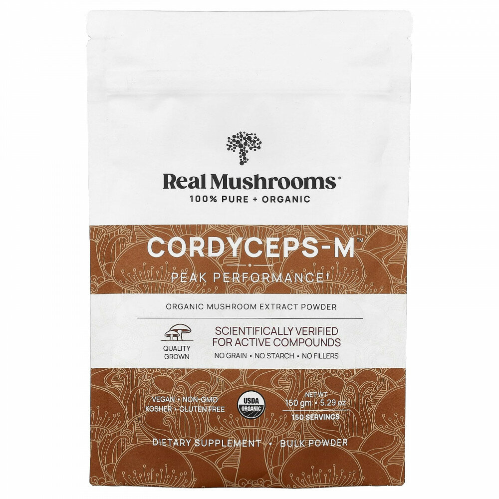 Real Mushrooms, Cordyceps-M™, порошок из экстракта органического гриба, 150 г (5,29 унции)