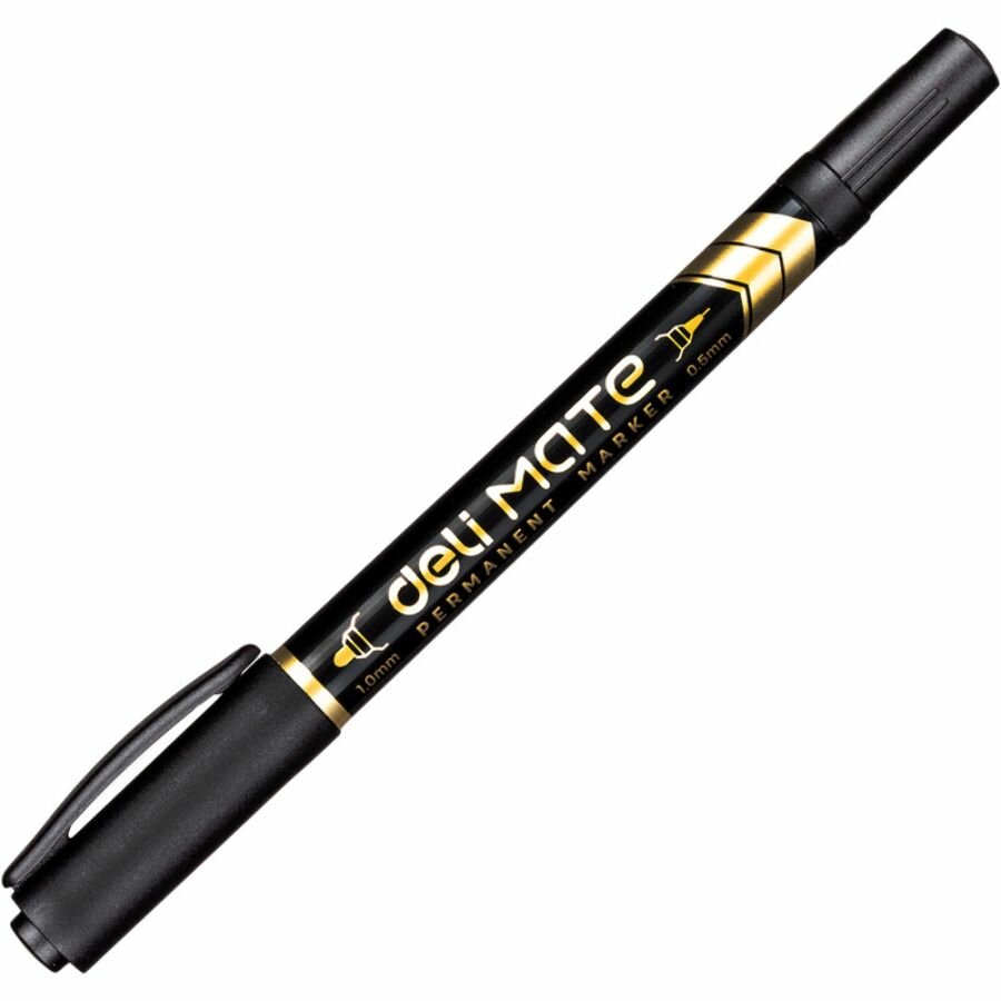 3 шт. Маркер перманентный DELI "Mate" двойной, 0,5-1мм, черный (EU10420)
