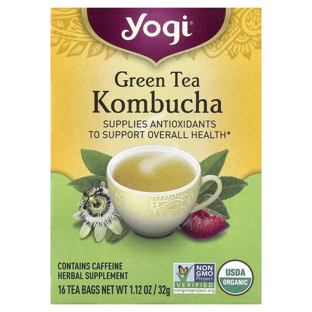 Yogi Tea, зелёный чай комбуча, 16 чайных пакетиков, 32 г (1,12 унции)