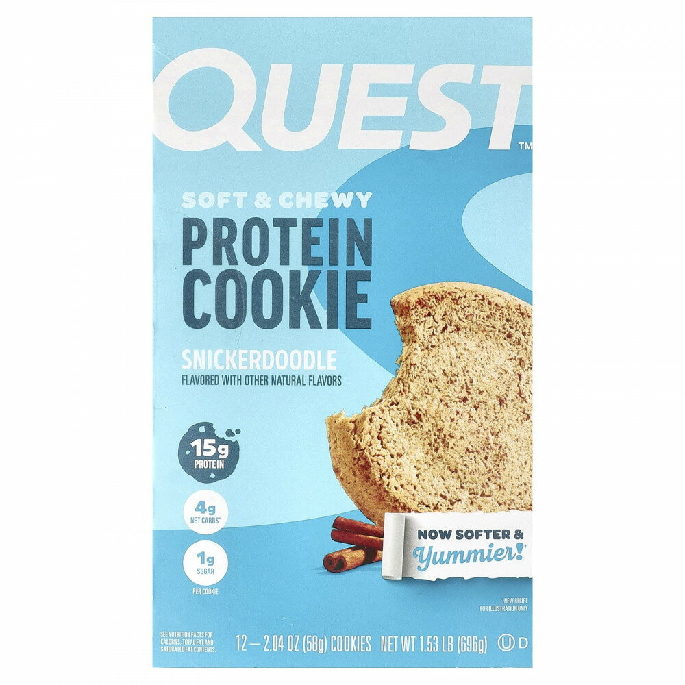 Quest Nutrition, протеиновое печенье, со вкусом печенья сникердудл, 12 шт по 58 г (2,04 унции)