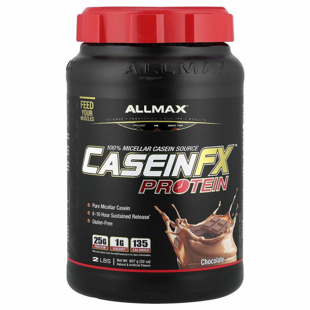 ALLMAX, Casein-FX™, 100% мицеллярный протеин казеина, шоколад, 907 г (2 фунта)