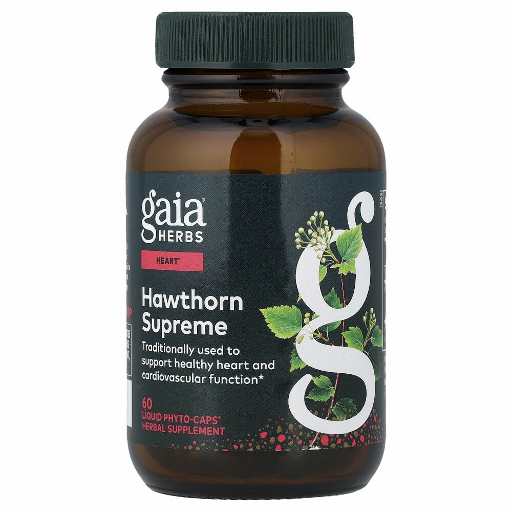 Gaia Herbs, Hawthorn Supreme, 60 веганских капсул Liquid Phyto-Caps®