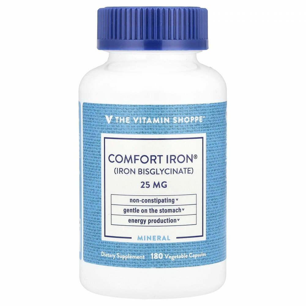 The Vitamin Shoppe, Comfort Iron®, 25 мг, 180 растительных капсул