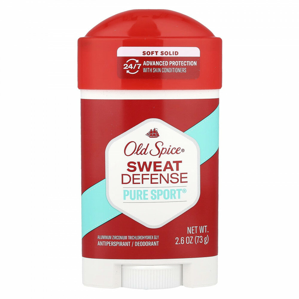 Old Spice, Sweat Defense, дезодорант-антиперспирант, Soft Solid, Pure Sport®, 73 г (2,6 унции)