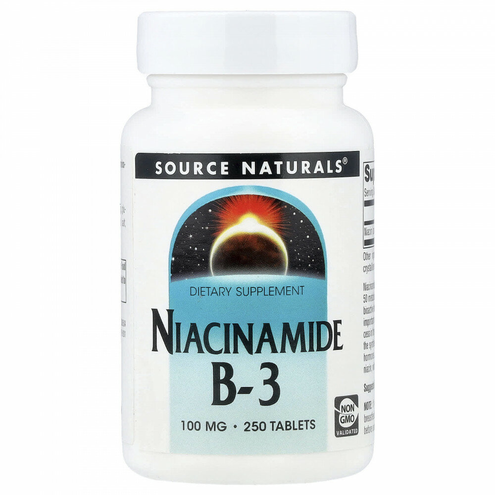 Source Naturals, Никотинамид B-3, 100 мг, 250 таблеток