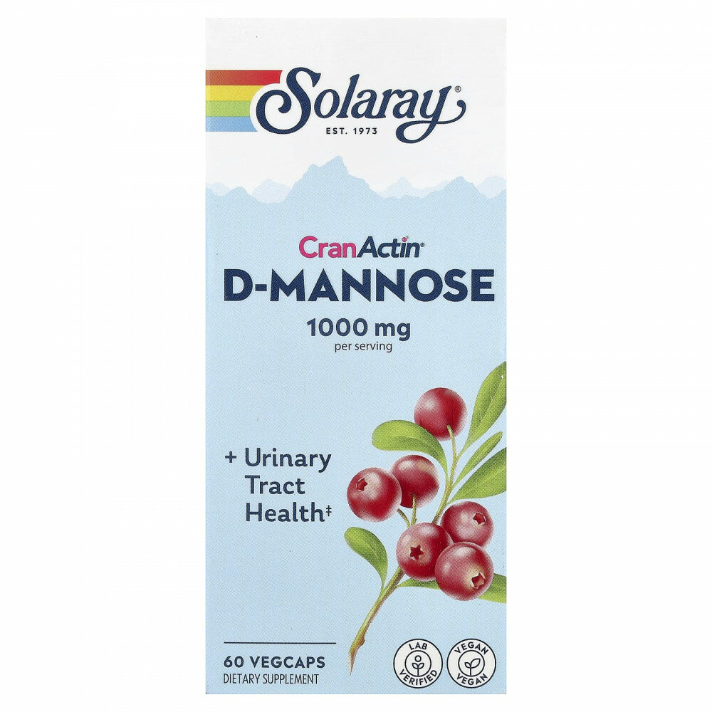 Solaray, CranActin®, D-манноза, 60 капсул VegCap