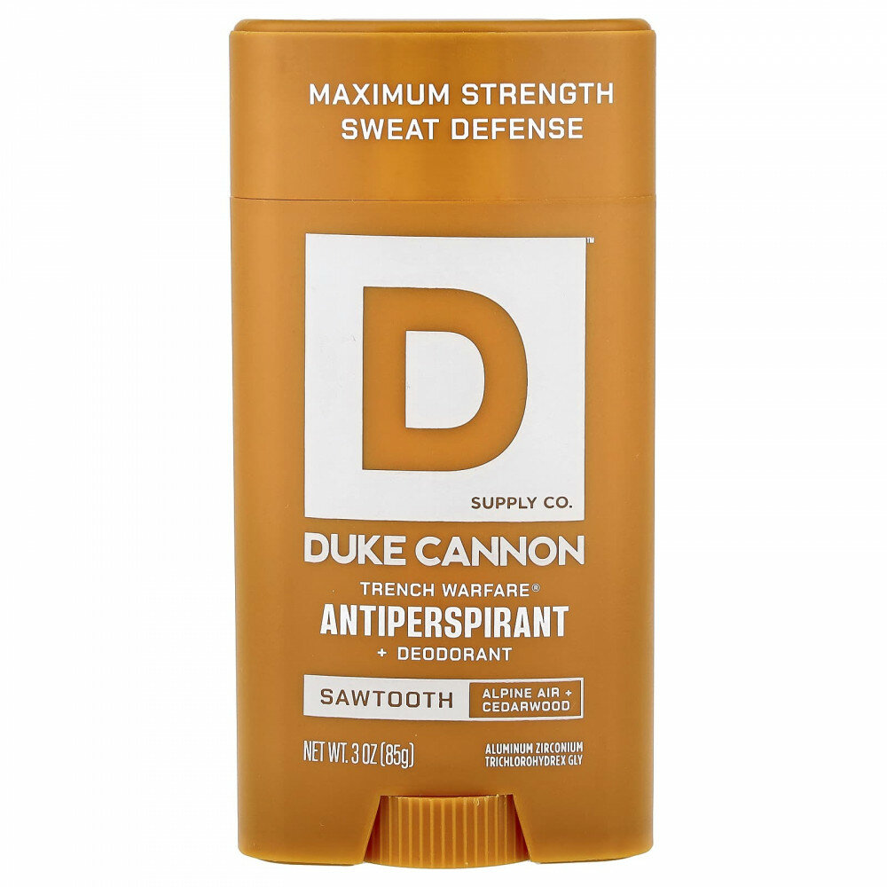 Duke Cannon Supply Co, Trench Warfare® антиперспирант и дезодорант, Sawtooth, альпийский воздух и кедр, 85 г (3 унции)