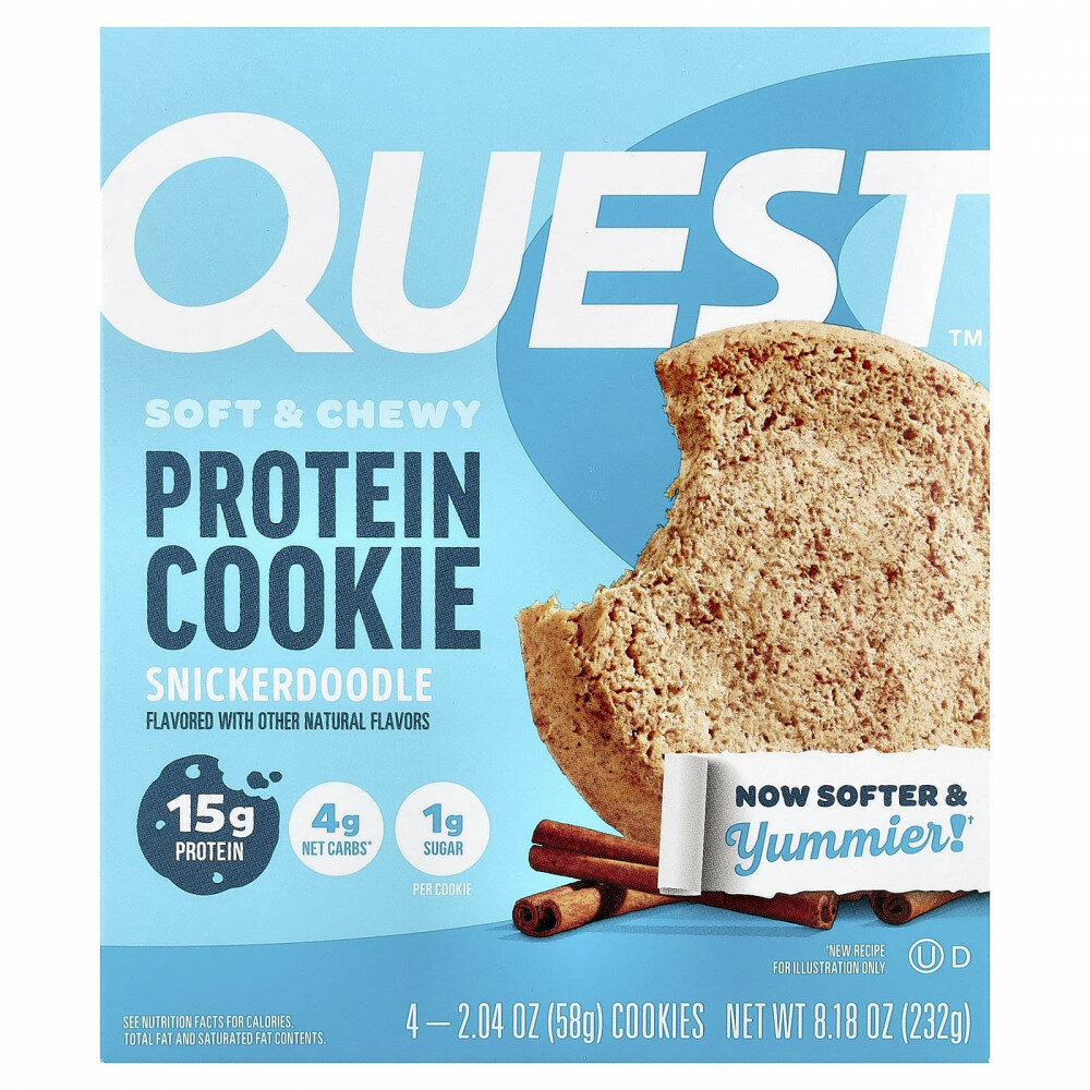 Quest Nutrition, Protein Cookie, Snickerdoodle, 4 печенья, 58 г (2,04 унции)