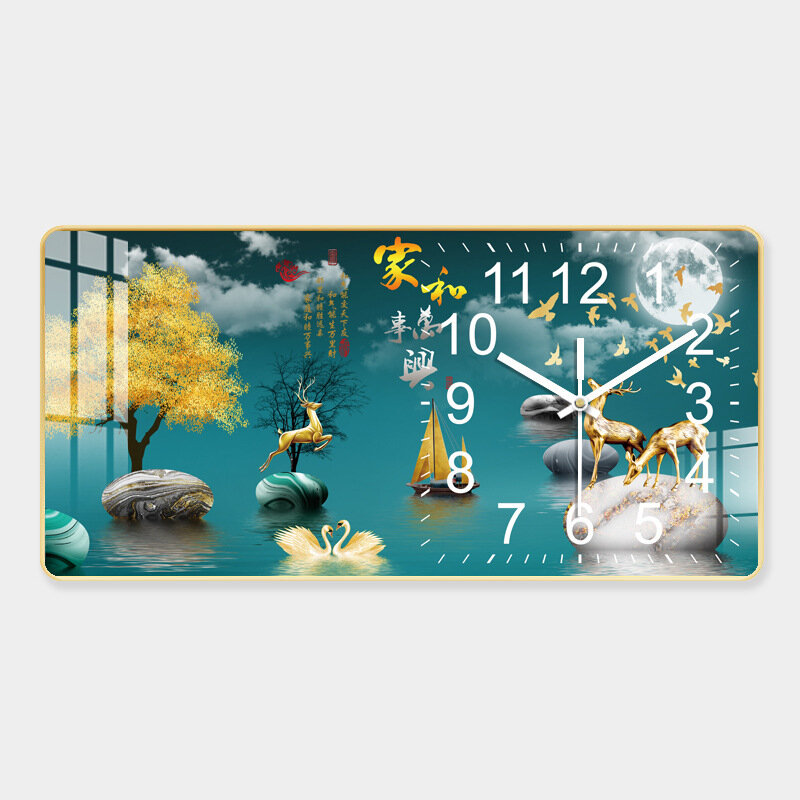 Новые настенные часы в стиле легкой роскоши для гостиной, декоративная картина, настенные часы для прихожей, креативные бесшумные часы в китайском стиле для столовой.