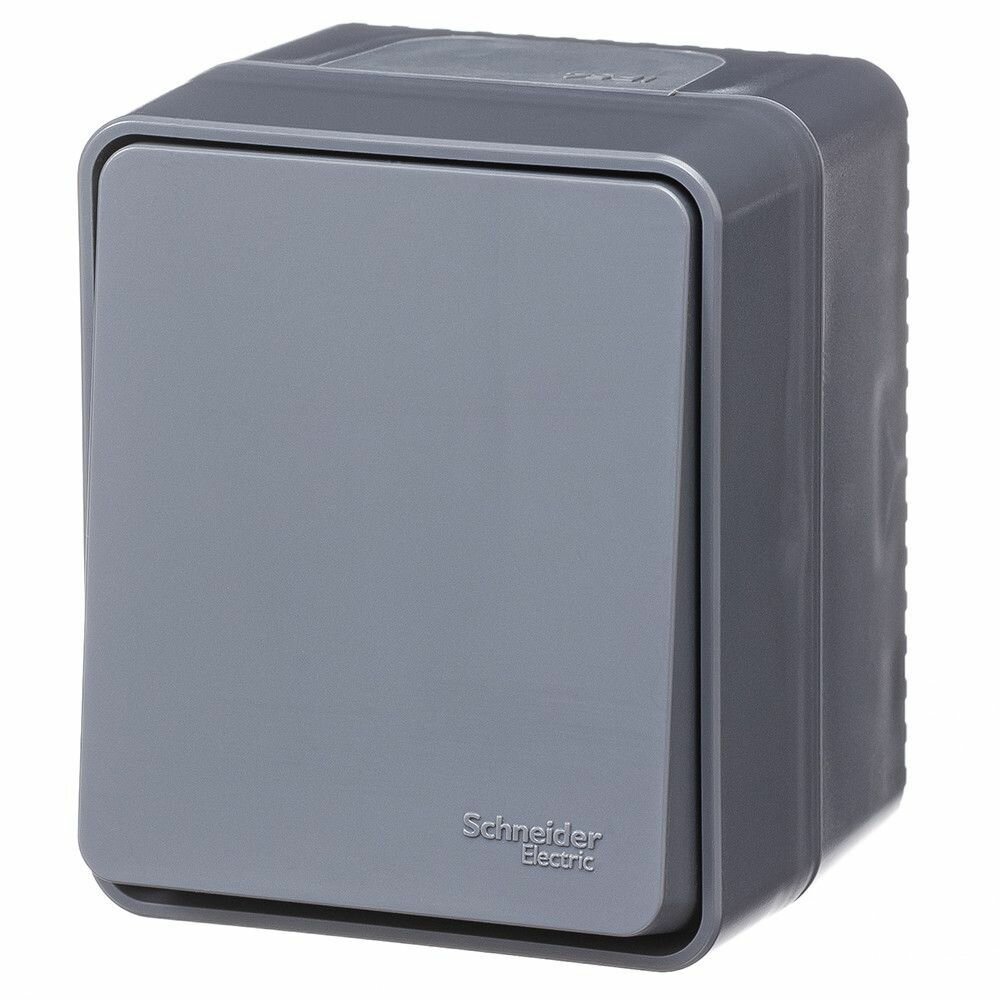 AtlasDesign PROFI IP54 О/У 1-клавишный кнопочный выключатель 10 АХ, антрацит
