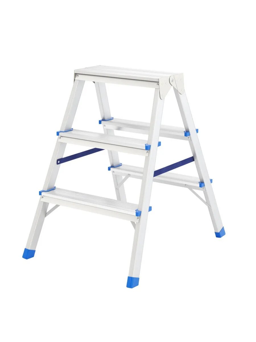 Стремянка двусторонняя 3 ступени, алюминиев, СИБРТЕХ, 97923