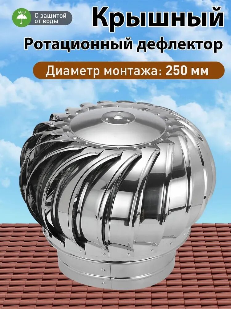 Турбо-дефлектор из нержавеющей стали 250 мм для вентиляционных труб
