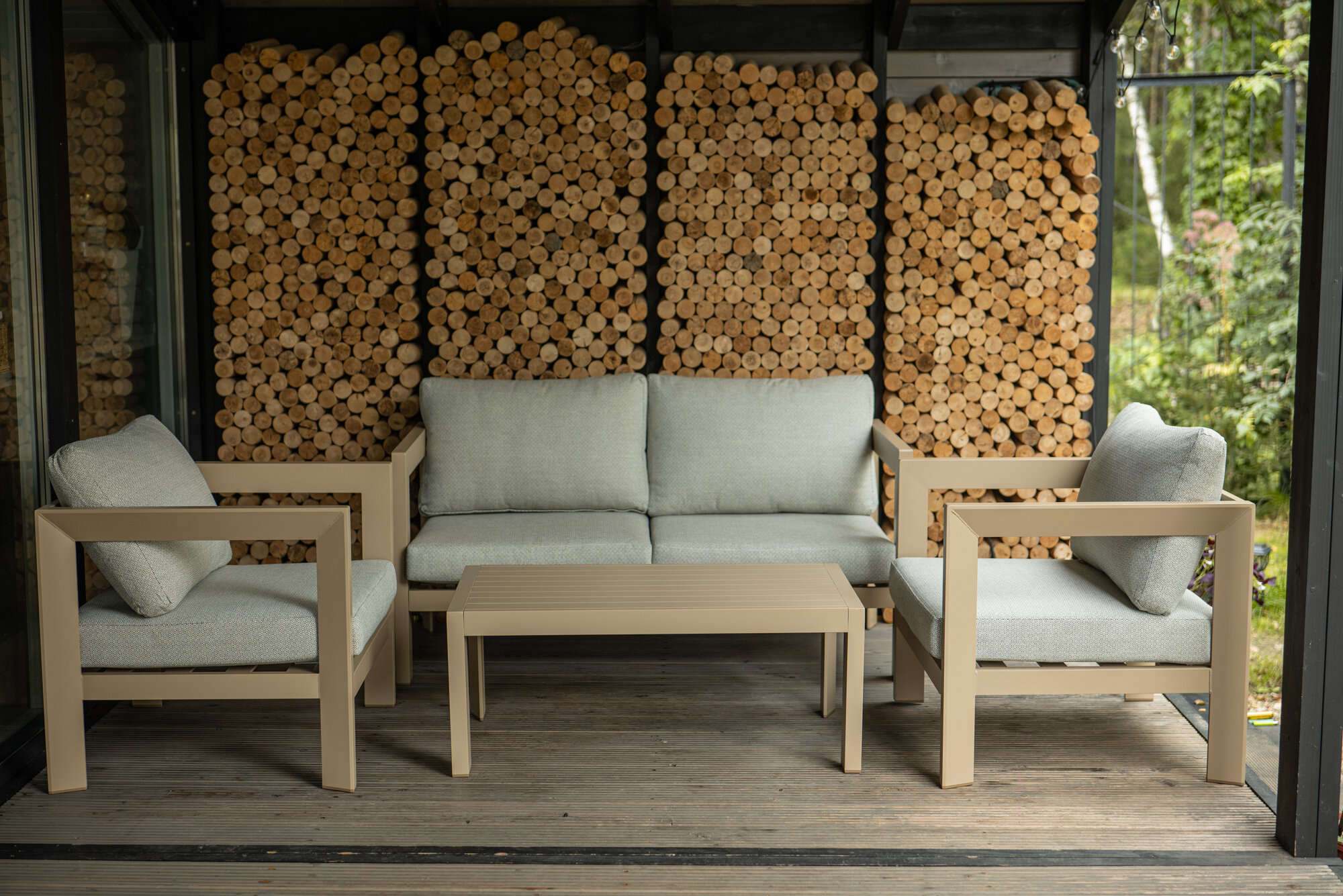 Садовая мебель комплект лофт для отдыха, лаунж зоны, веранды, дачи, диван, 2 кресла , журнальный столик