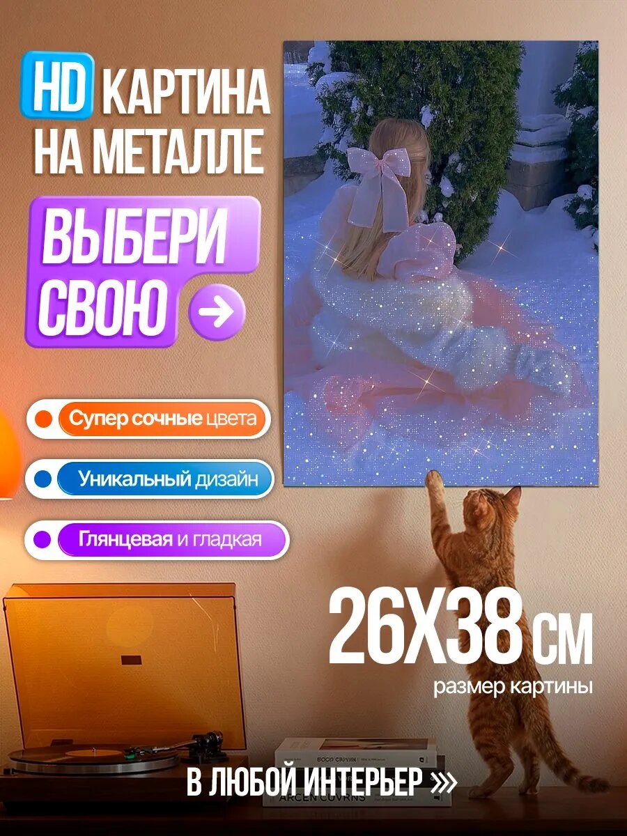 Картина на HD металле Девочка в зимнем сне