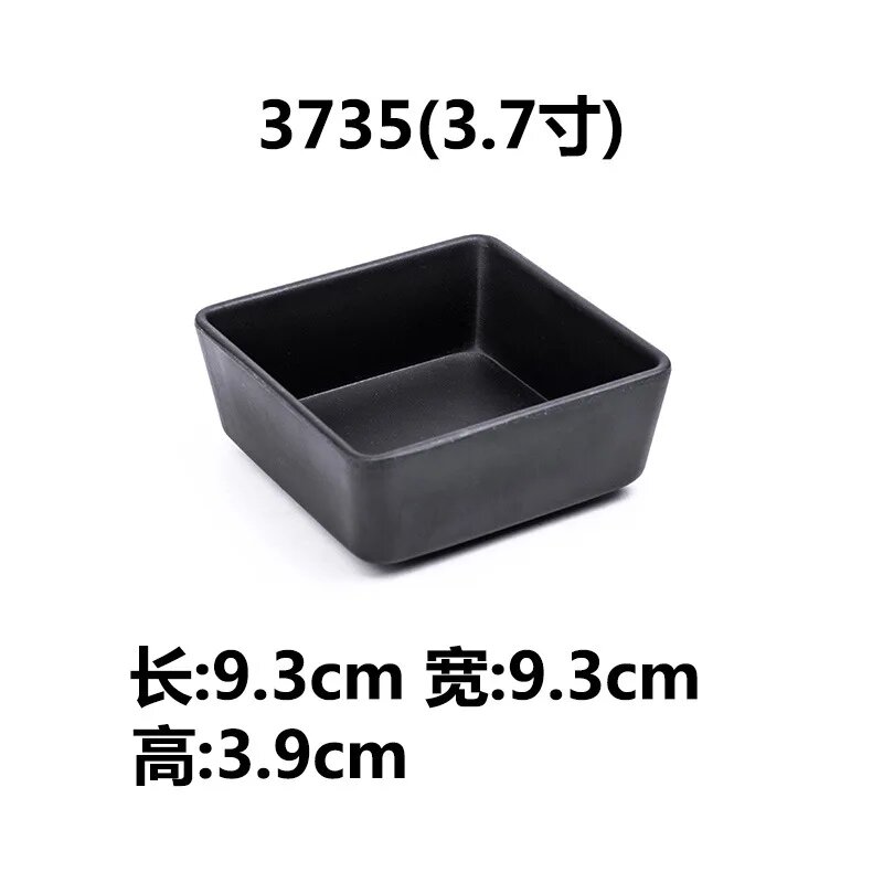 Тарелка квадратная черная 9.3x9.3x3.9 см, 3735